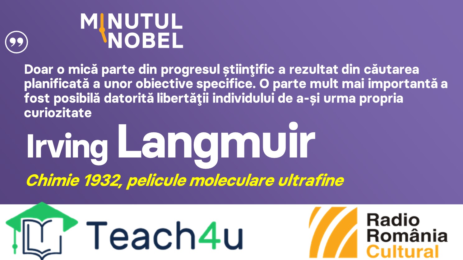 Minutul Nobel – Irving Langmuir | PODCAST - Radio România Oltenia-Craiova